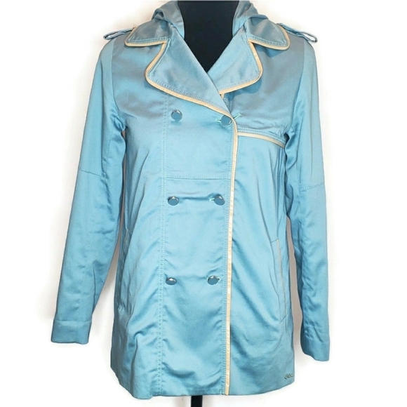 Chloe | Jackets & Coats | Chlo Blue Short Trench Rain Jacket Tan ...